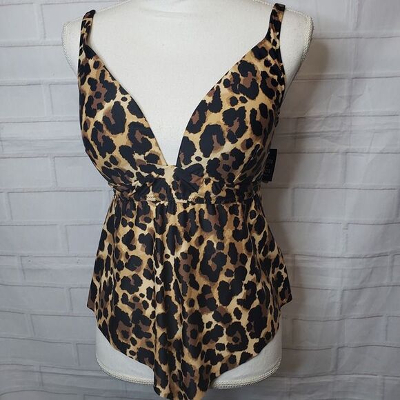 Bar III | Swim | New Bar Iii Cheetah Print V Neck Open Back Tankini Top ...